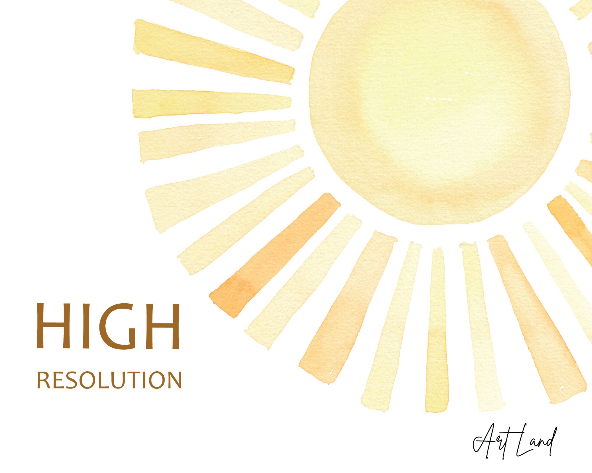 Watercolor Sun Clipart Hand Painted Watercolour Digital Sun - Etsy