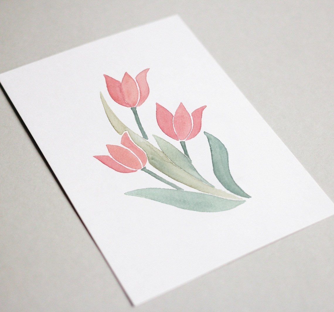 Watercolor Tulips Clipart Watercolour Clip Art Digital Tulip | Etsy