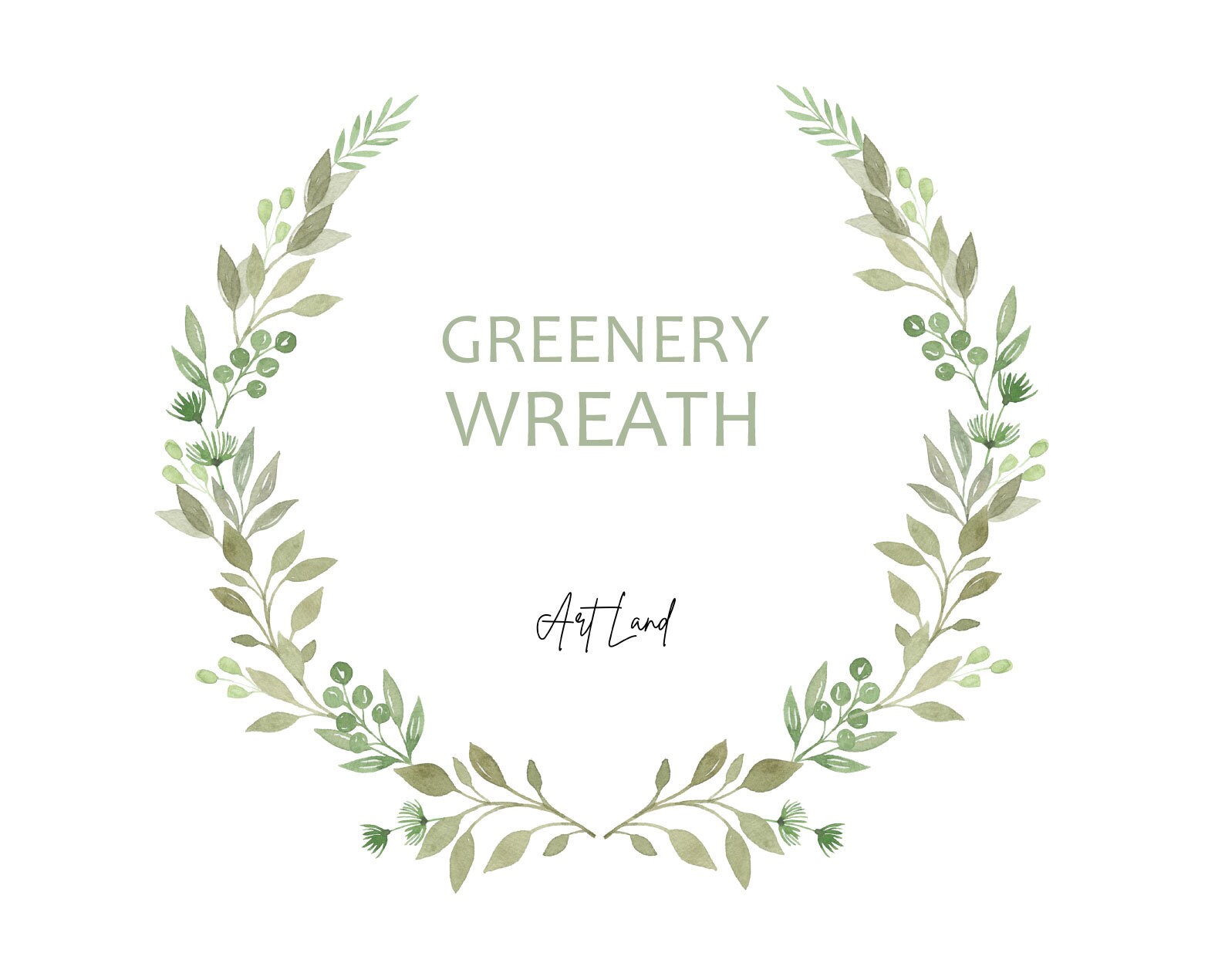 Greenery Wreath Clipart Watercolor Clip Art Wreath Foliage | Etsy