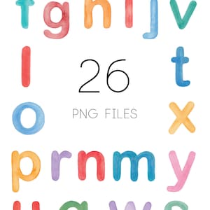 Watercolor Alphabet, Digital Clipart- Colorful Alphabet Clipart, Hand ...