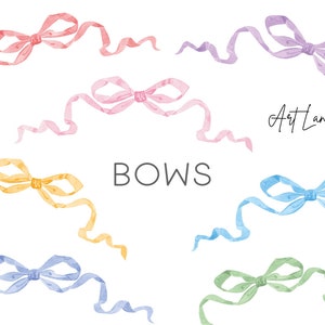 Watercolor Bows Clipart – 8 Hand-painted Bow Pngs for DIY Projects ...