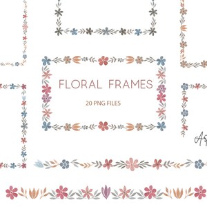 Watercolor Floral Clipart Frames Border Purple Flowers, Watercolour ...