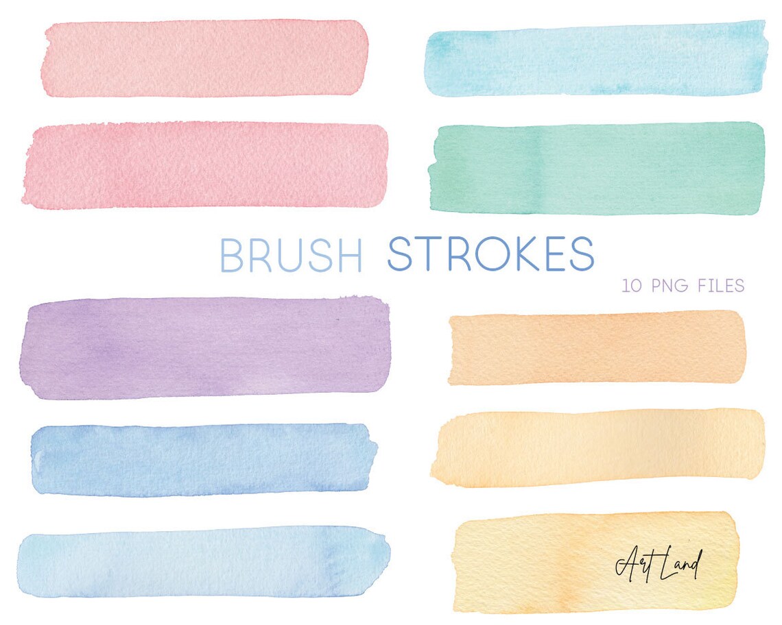 Watercolor Brush Strokes Clipart Hand Painted Clipart | Etsy