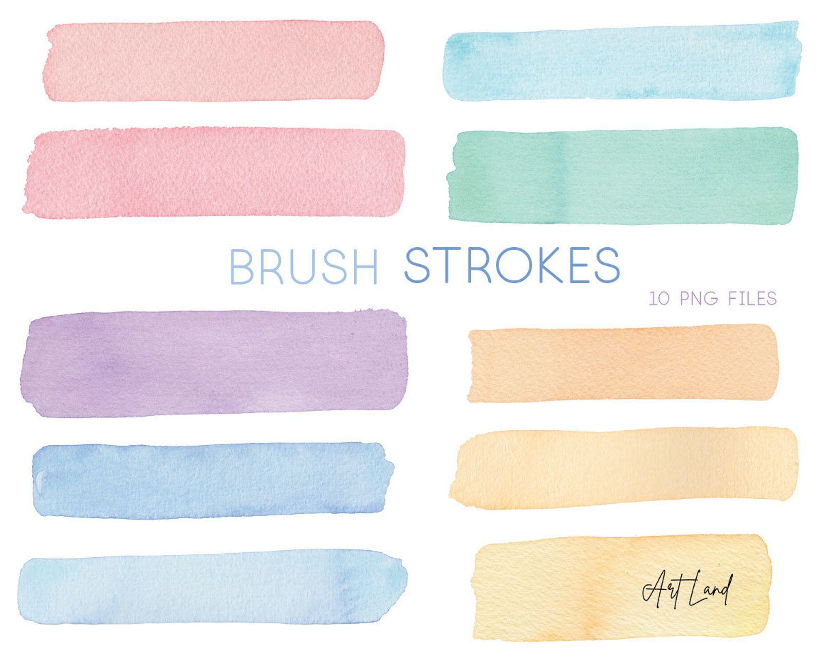 Watercolor Brush Strokes Clipart Hand Painted Clipart - Etsy