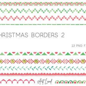 Watercolor Christmas Borders Clipart, Handmade Borders Christmas ...