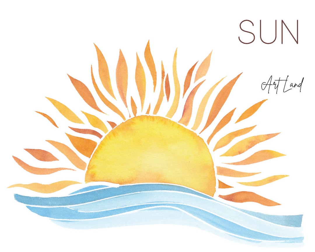 Watercolor Summer Clipart, Hand Painted Watercolour Digital Waves and ...