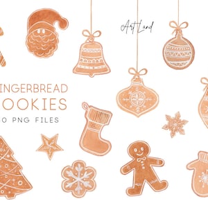 Watercolor Christmas Gingerbread Clipart, Gingerbread Hand Painted ...