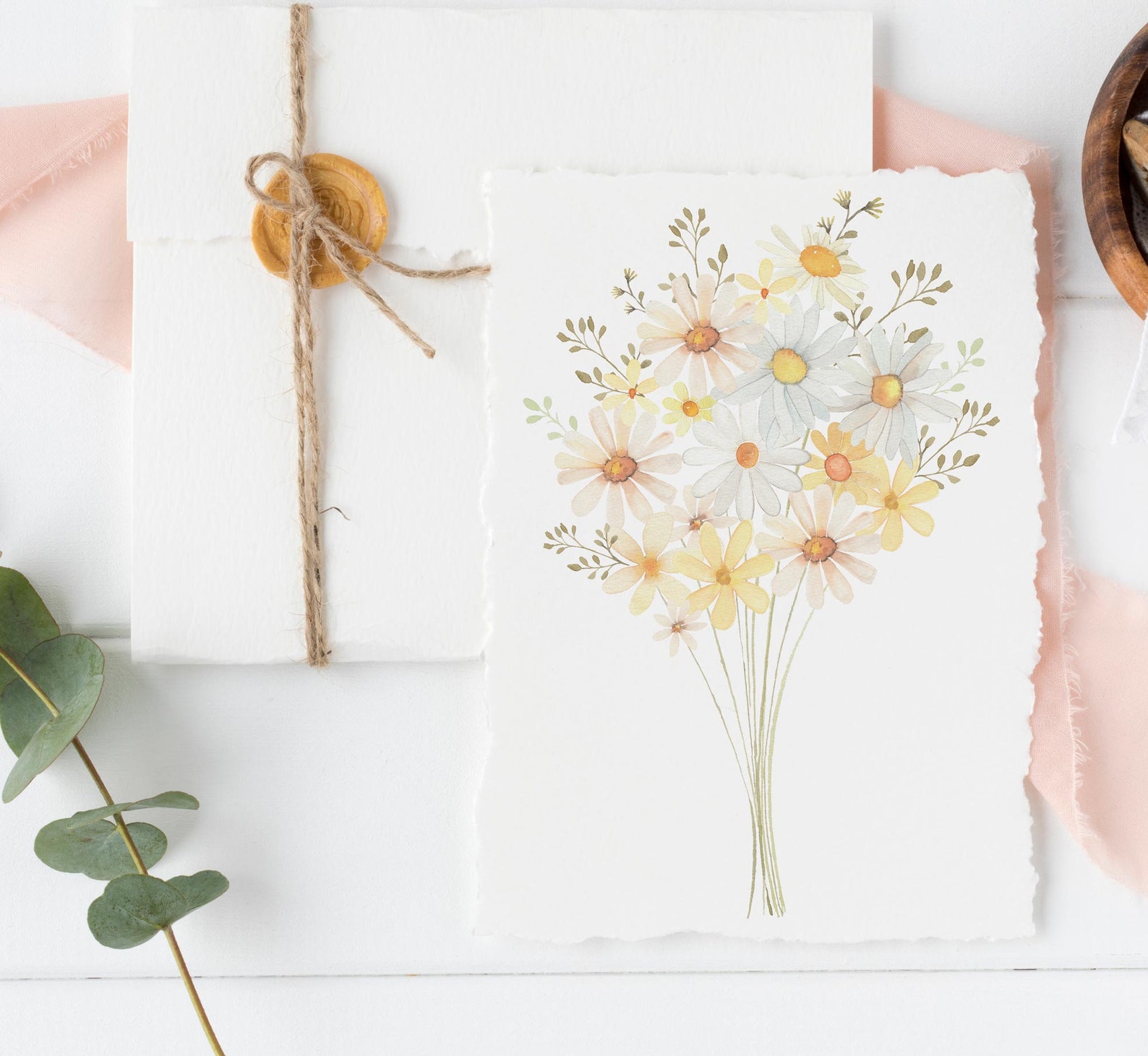 Watercolor Daisy Flower Arrangement Clipart Daisy Bouquet | Etsy