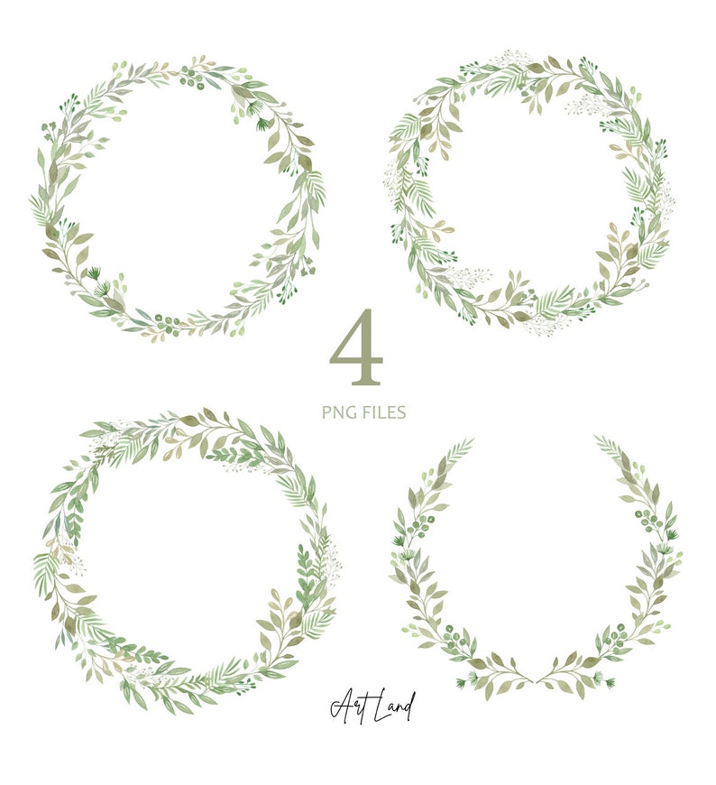 Watercolor Greenery Bundle Green Leaves Branches Greenery - Etsy