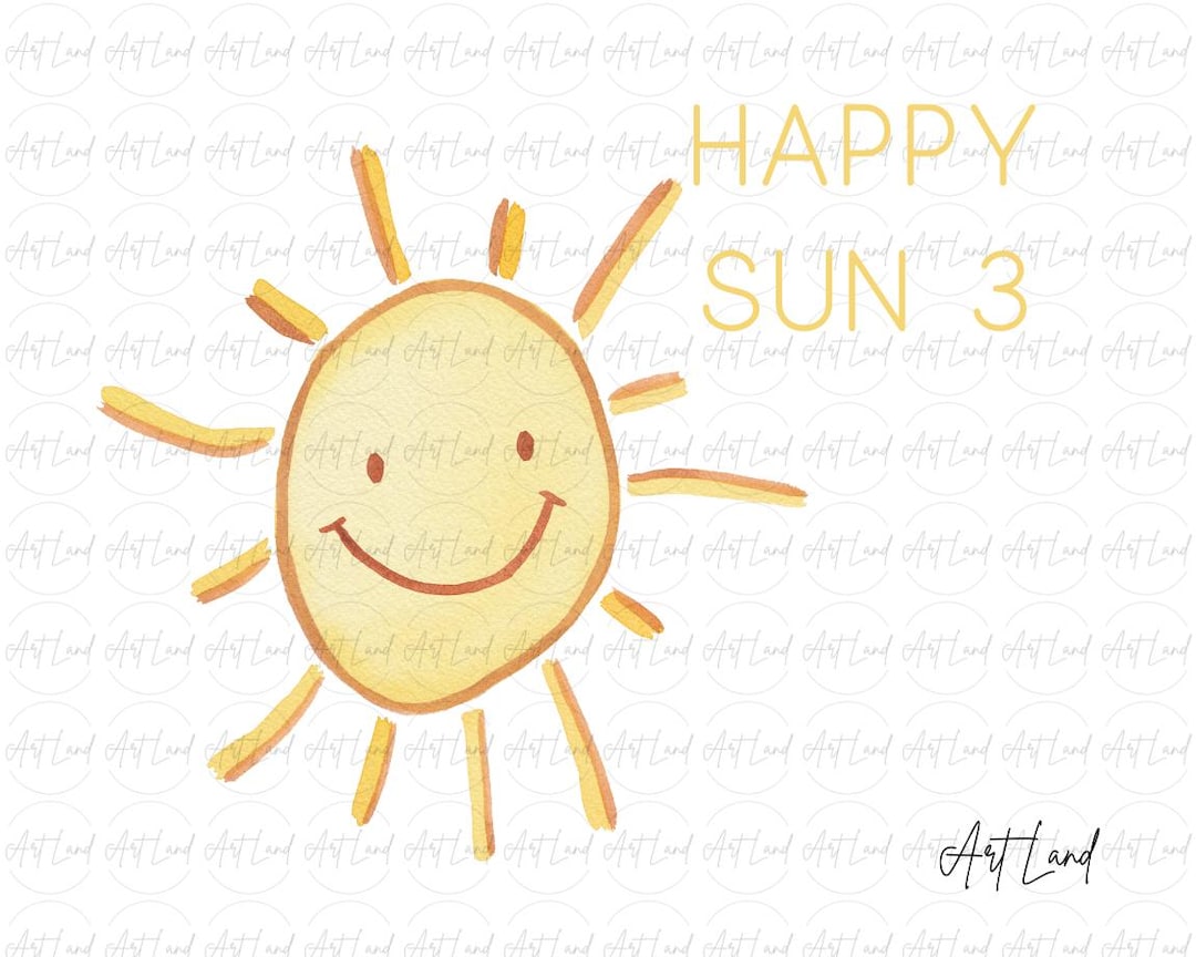 Watercolor Happy Sun Illustration 3, Cute Smiling Sun Clipart, Digital ...