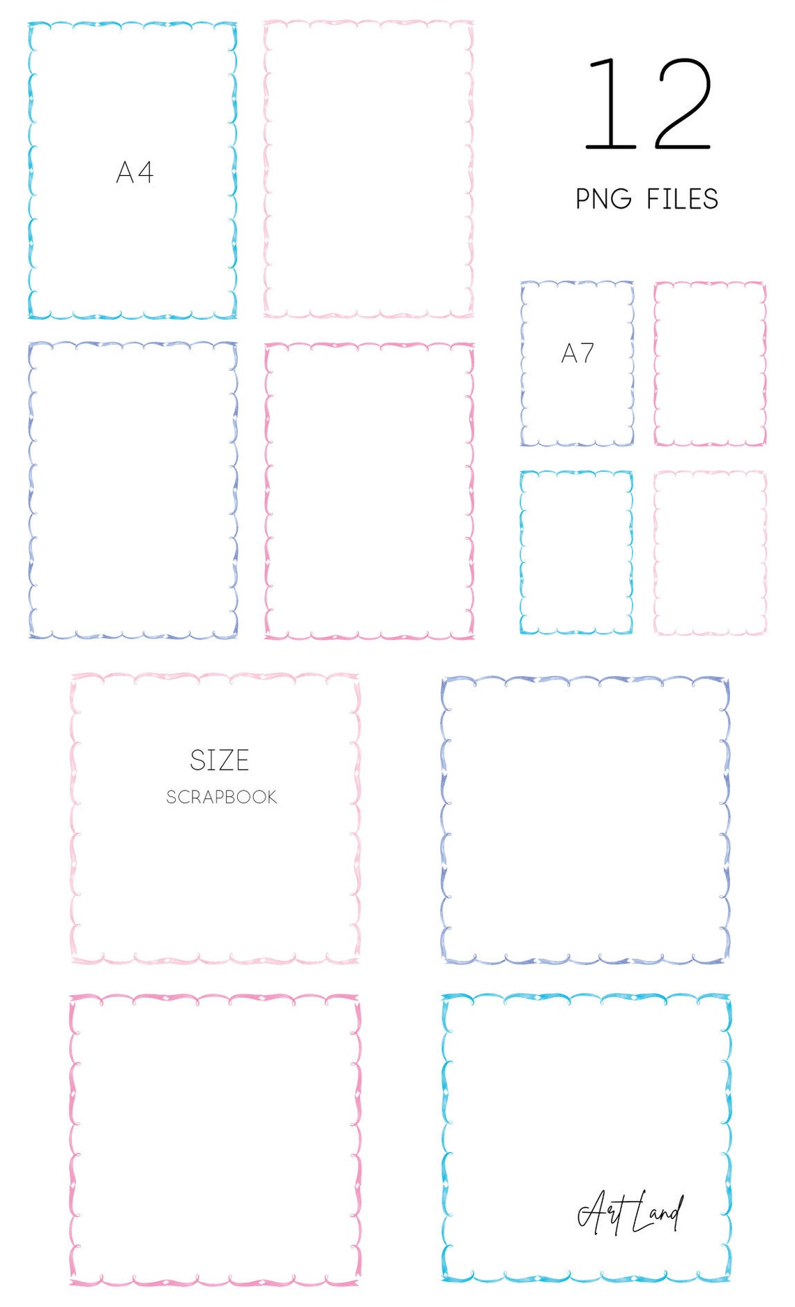 Watercolor Frame Digital Clipart Frame Clipart Clip Art - Etsy