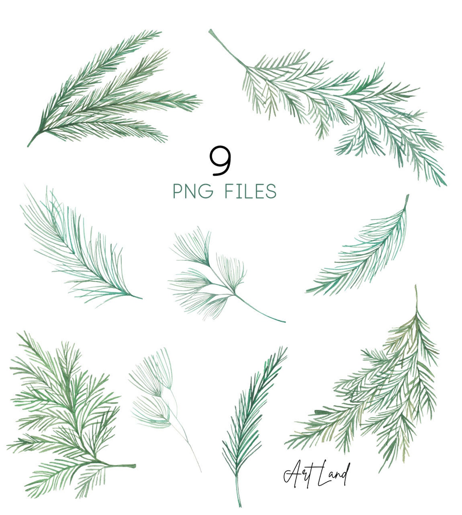 Christmas Greenery Clipart Watercolor Winter Clipart Holiday - Etsy