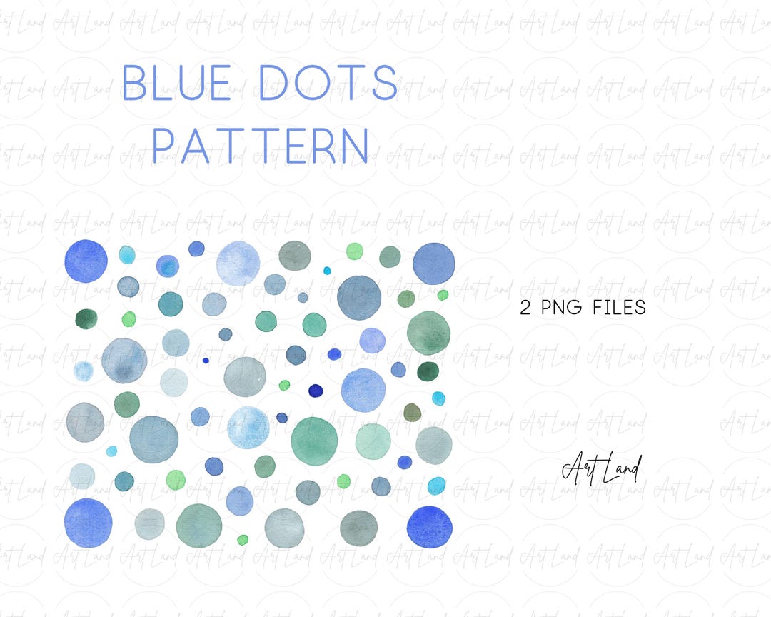 Watercolor Blue Dots Pattern: Hand-painted Retro Digital Background ...
