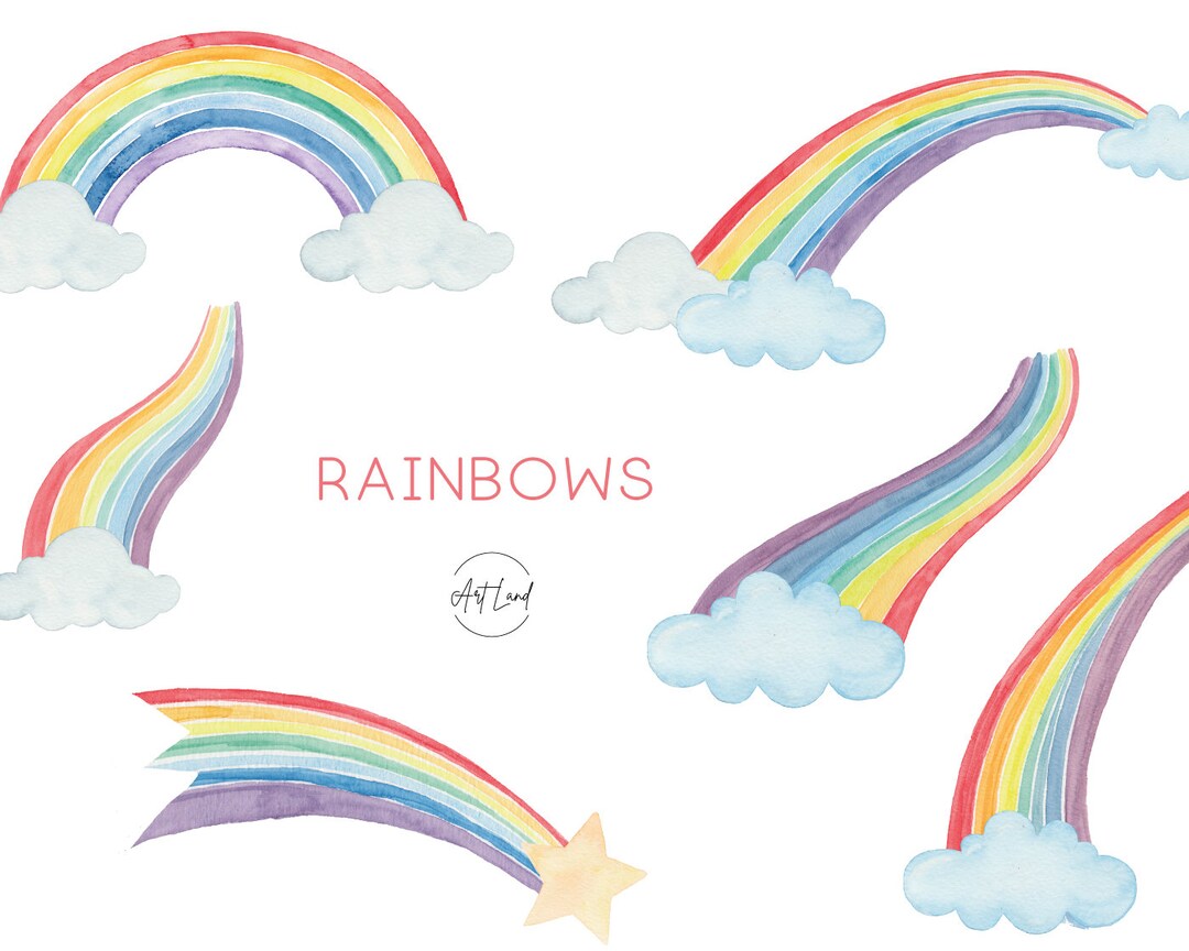 Watercolor Rainbow Clip Art, Hand Painted Rainbow Watercolour Clipart ...