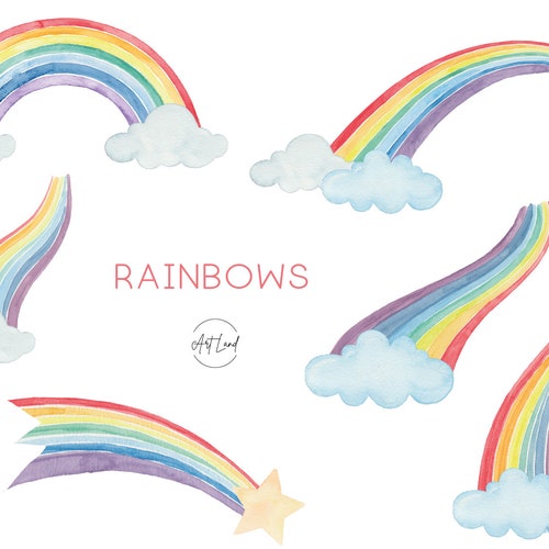 Watercolor Rainbow Clip Art Hand Painted Rainbow Watercolour - Etsy