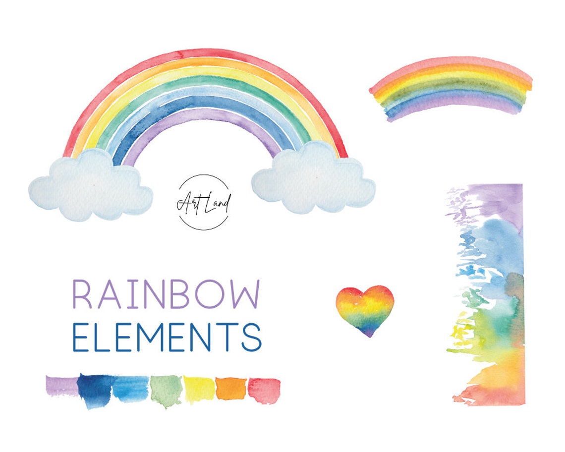Watercolor Rainbow Clip Art Hand Painted Rainbow Watercolour | Etsy