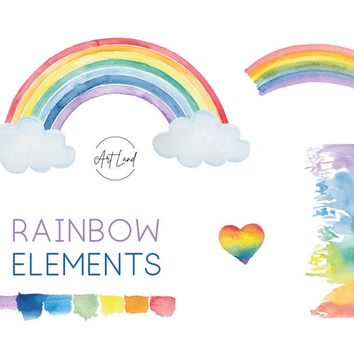 Watercolor Rainbow Clip Art Hand Painted Rainbow Watercolour - Etsy