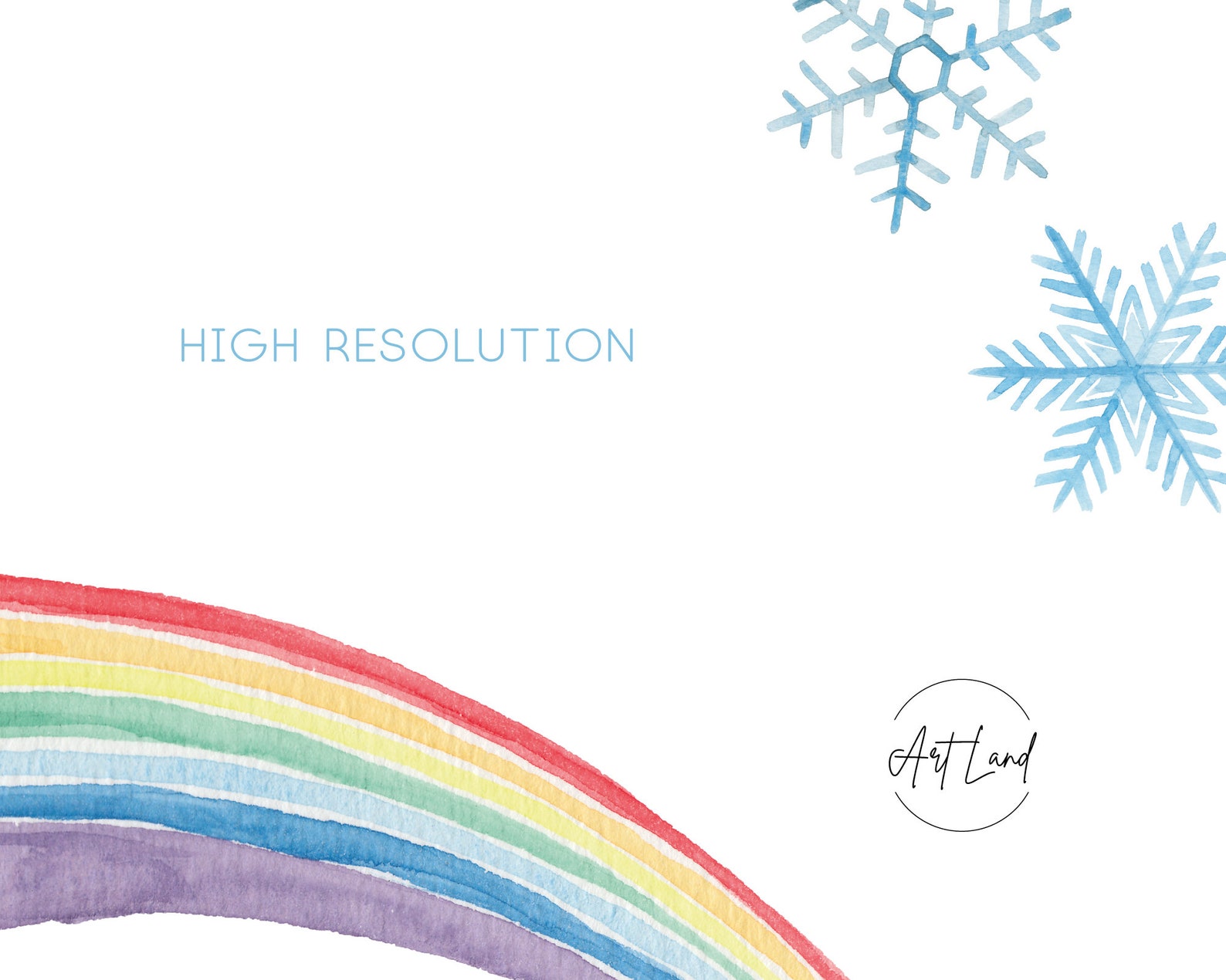 Watercolor Weather Clip Art Rainbow Sun Moon Clouds Snow - Etsy