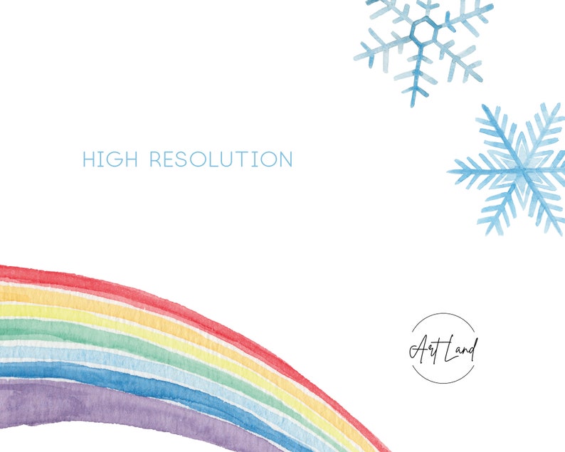 Watercolor Weather Clip Art Rainbow Sun Moon Clouds Snow - Etsy