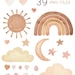 Watercolor Boho Weather Clip Art, Rainbow, Sun, Stars ,moon ,clouds ...