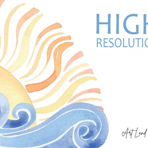 Watercolor Summer Clipart, Hand Painted Watercolour Digital Waves and ...