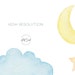 Cloud Star Moon Watercolor Clip Art Set, Hand Painted Clouds Stars ...