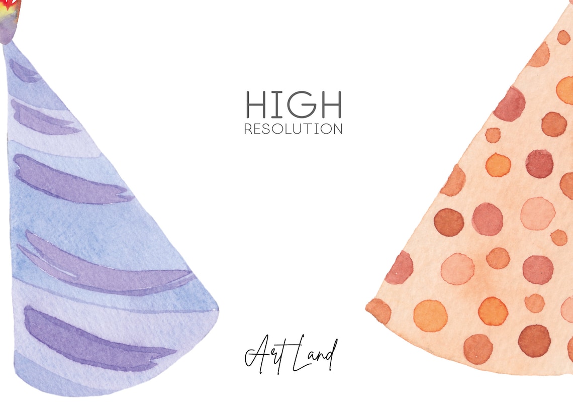 Watercolor Party Hats Clipart, Birthday Clipart, Watercolor Hats, Party ...