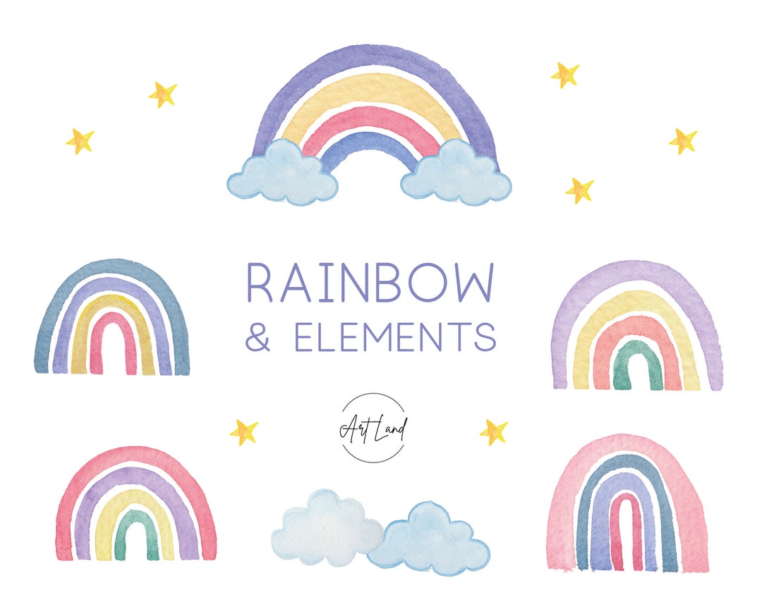 Watercolor Rainbow Clip Art, Hand Painted Rainbow Watercolour Clipart ...