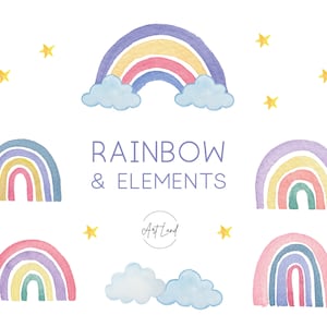 Watercolor Rainbow Clip Art, Hand Painted Rainbow Watercolour Clipart ...