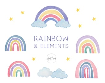 Watercolor Rainbow Clip Art Hand Painted Rainbow Watercolour | Etsy