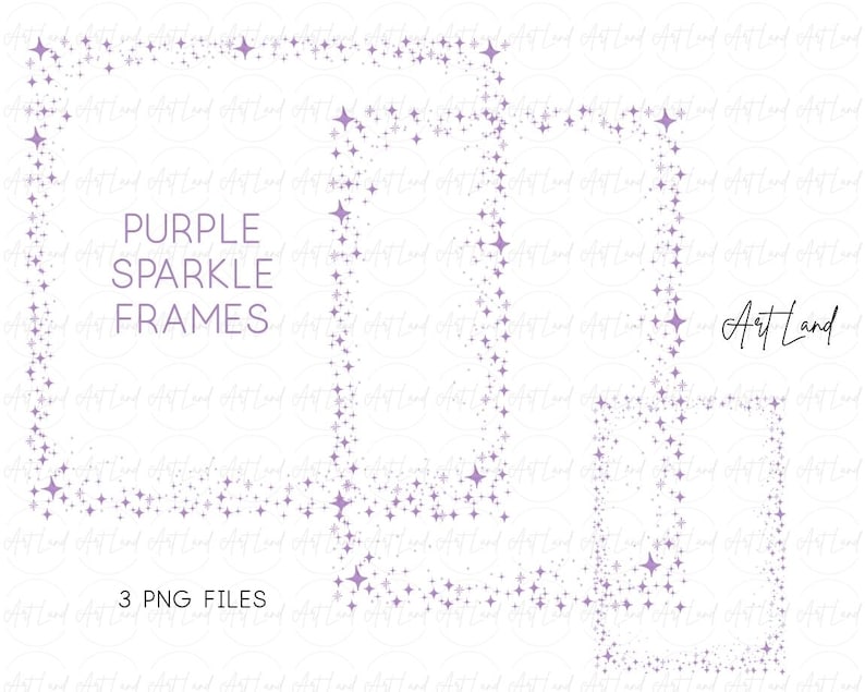 Watercolor Purple Sparkle Clipart: Hand-painted Frame (PNG, Digital ...