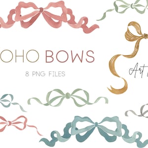 Watercolor Boho Bow Clipart: 8 Hand-painted Graphics (PNG, Digital ...