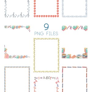 Watercolor School Borders Clipart, Back to School Clipart, School ...