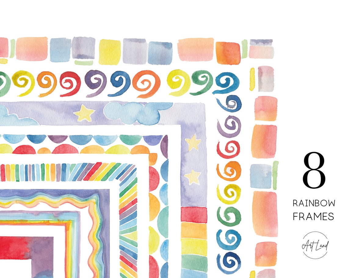 Watercolor Rainbow Frames Watercolor Rainbow Frames Rainbow - Etsy
