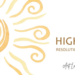 Watercolor Sun Clipart, Hand Painted Watercolour Digital Sun Clip Art ...