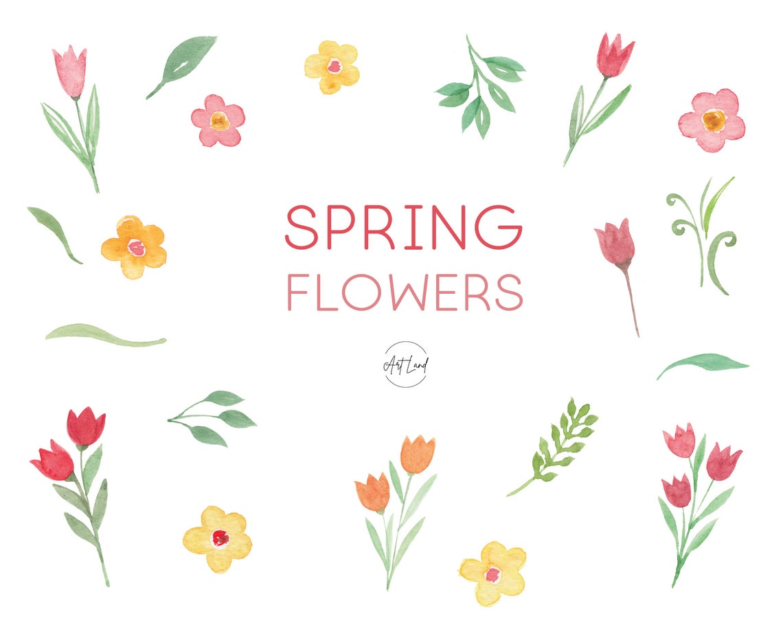 Spring Flowers Clipart Watercolor Clip Art Watercolour Clip - Etsy