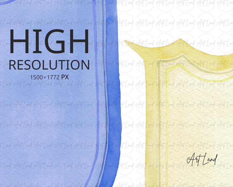Watercolor Crest Frame Clipart: Hand Painted Shield Borders (PNG) - Etsy