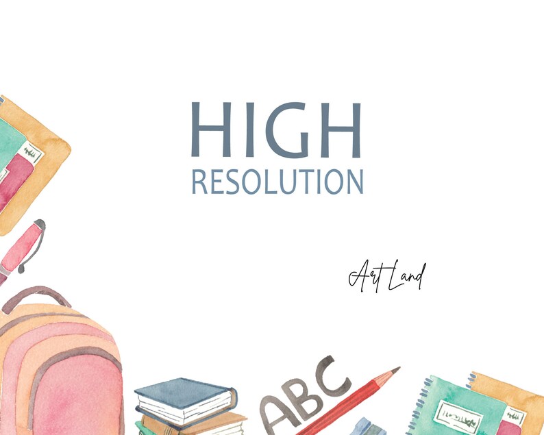 Watercolor School Borders Clipart, Back to School Clipart, School ...