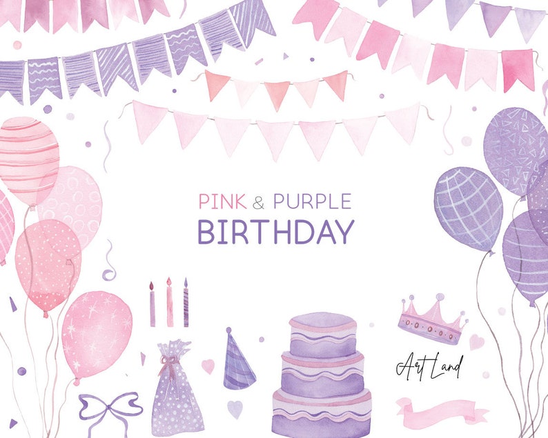 Watercolor Birthday Party Clipart Birthday Watercolor Clip - Etsy