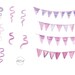 Bunting Flag Watercolor Clip Art Elements, Pink Banner, Pink Bunting ...