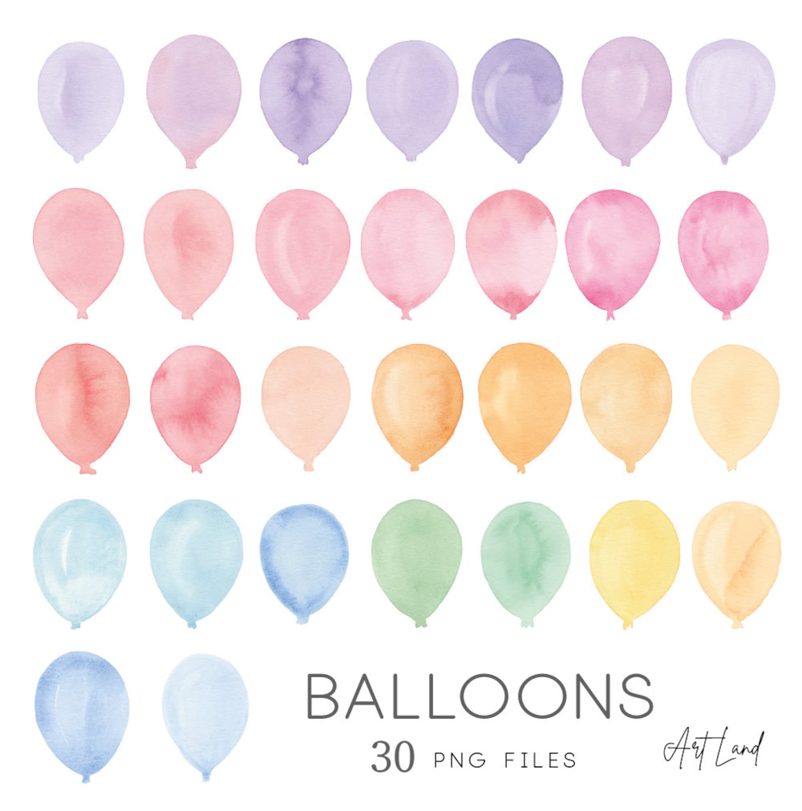 Imágenes prediseñadas de globos de acuarela imágenes | Etsy España