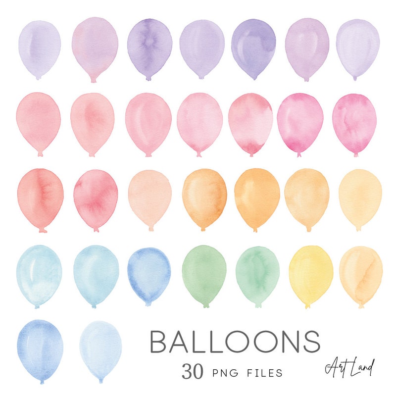 Watercolor Balloons Clipart, Birthday Clipart, Watercolor Balloon ...