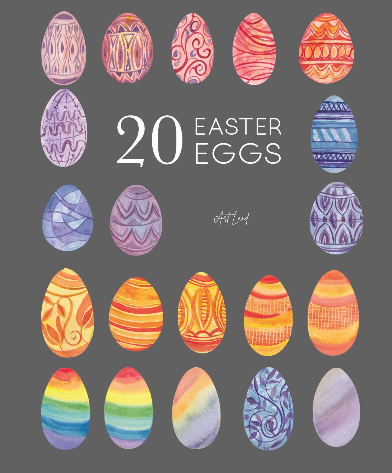 Easter Egg Clip Art Hand Painted Easter Eggs Watercolour - Etsy