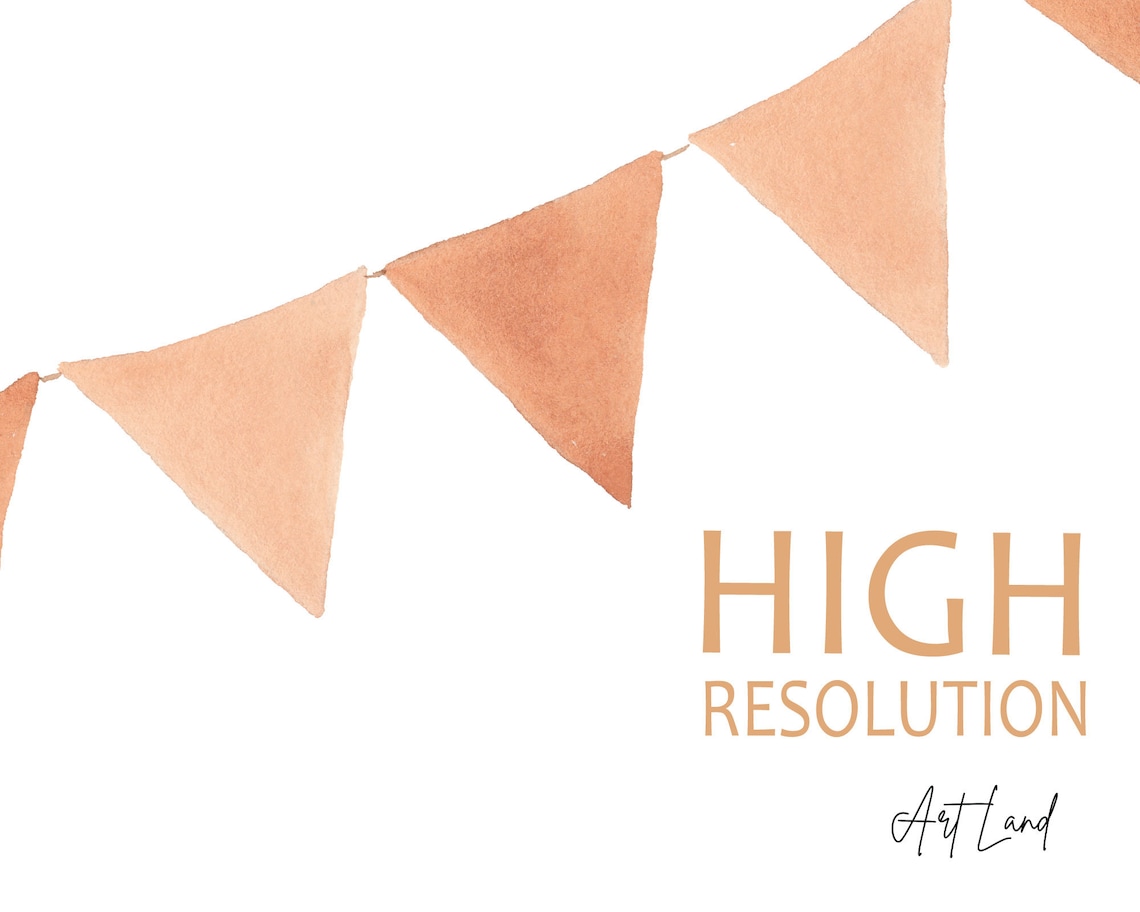 Watercolor Boho Bunting Clipart Watercolor Banners Birthday - Etsy