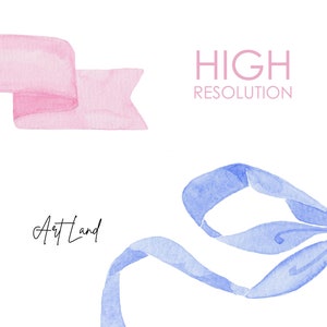 Watercolor Ribbon Banners and Bows Clipart, Watercolor Clip Art ...