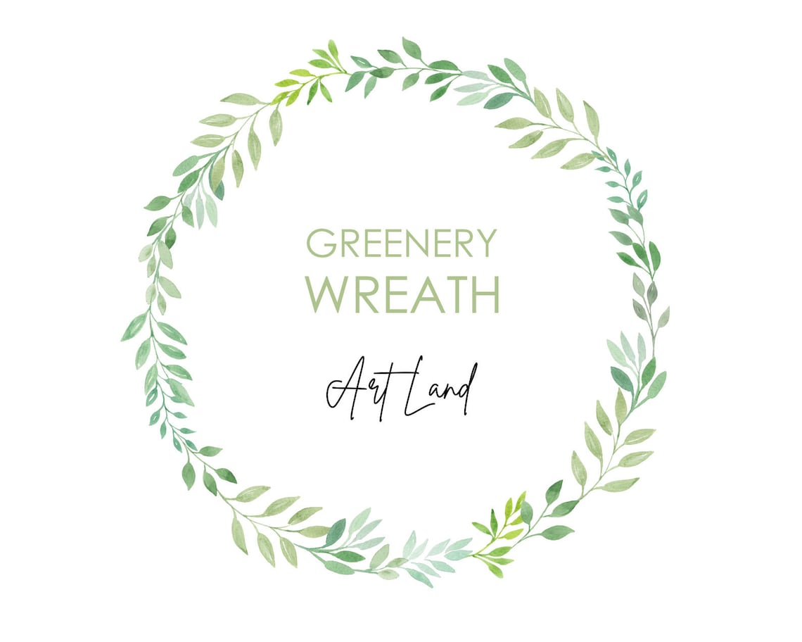 Greenery Wreath Clipart, Watercolor Clip Art Wreath, Foliage Clip Art ...