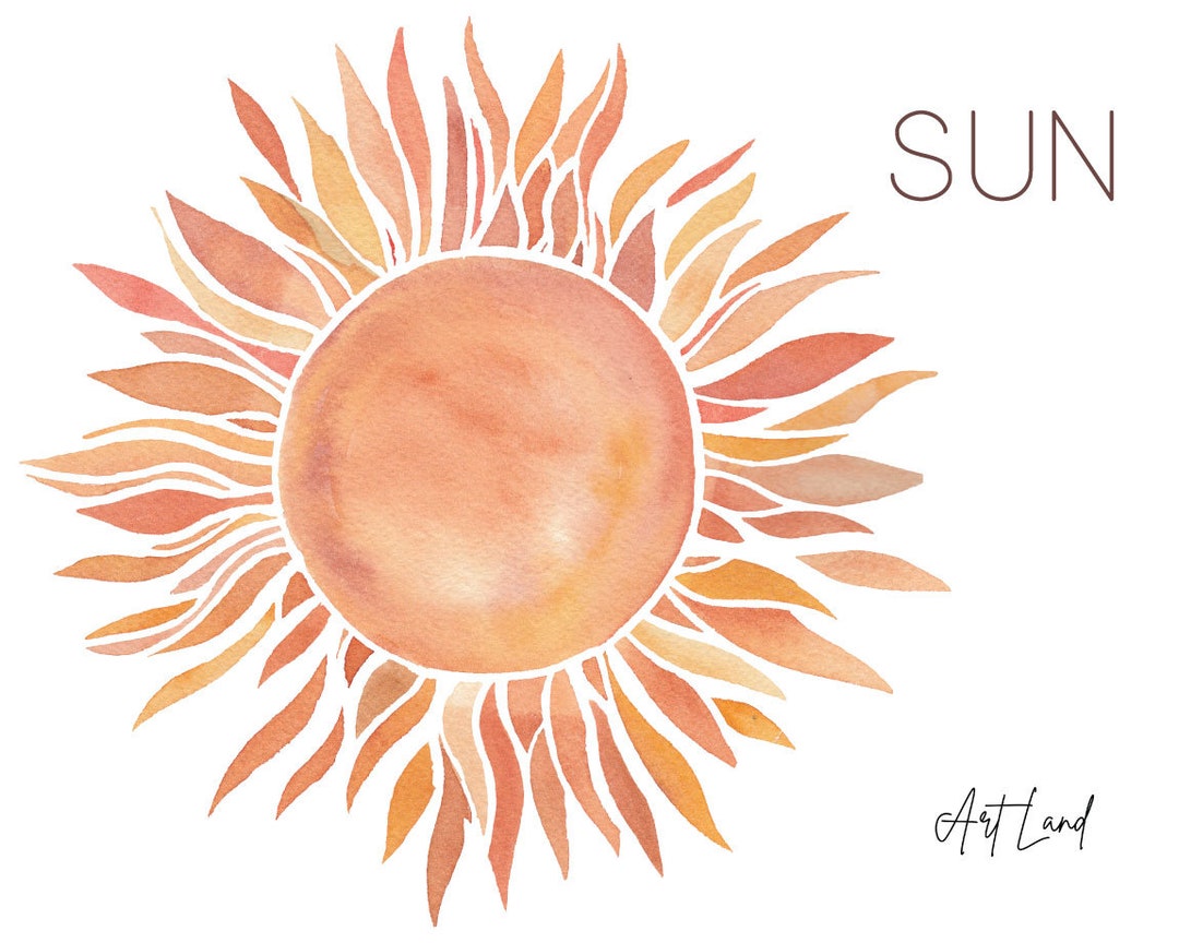 Watercolor Sun Clipart, Hand Painted Watercolour Digital Sun Clip Art ...