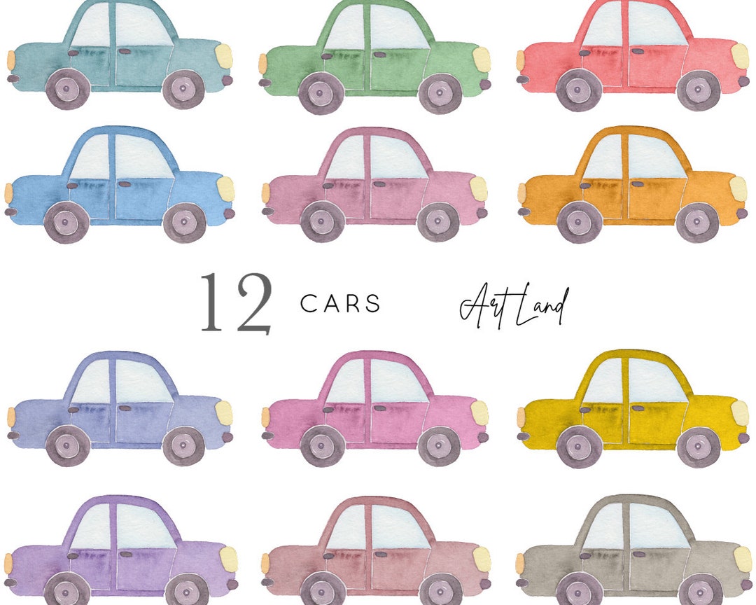 Watercolor Car Clip Art, Hand Painted Cars Watercolour Clipart, Travel ...