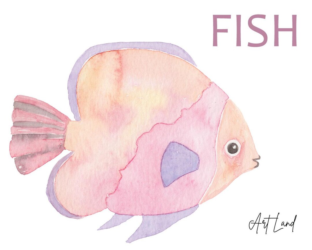 Hand-painted Watercolor Fish Clip Art, Sea Life Art, Watercolour ...