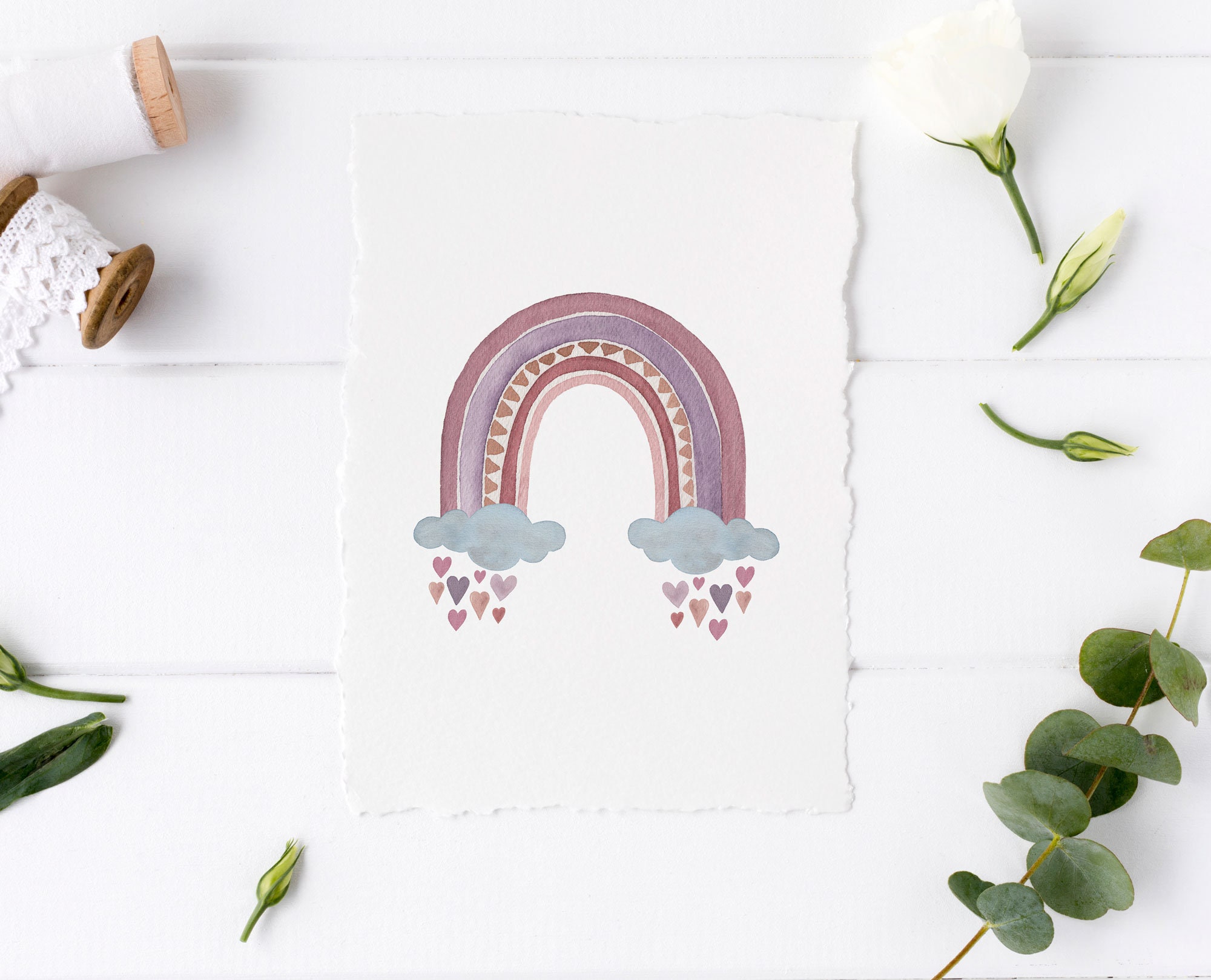 Watercolor Boho Rainbow Clipart Hand Painted Rainbow - Etsy